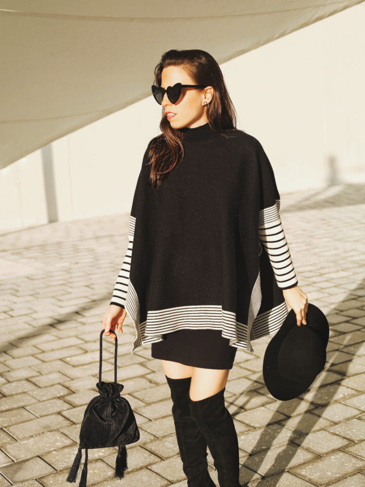 Black Knit Cape Outfit Idea - Ana Florentina