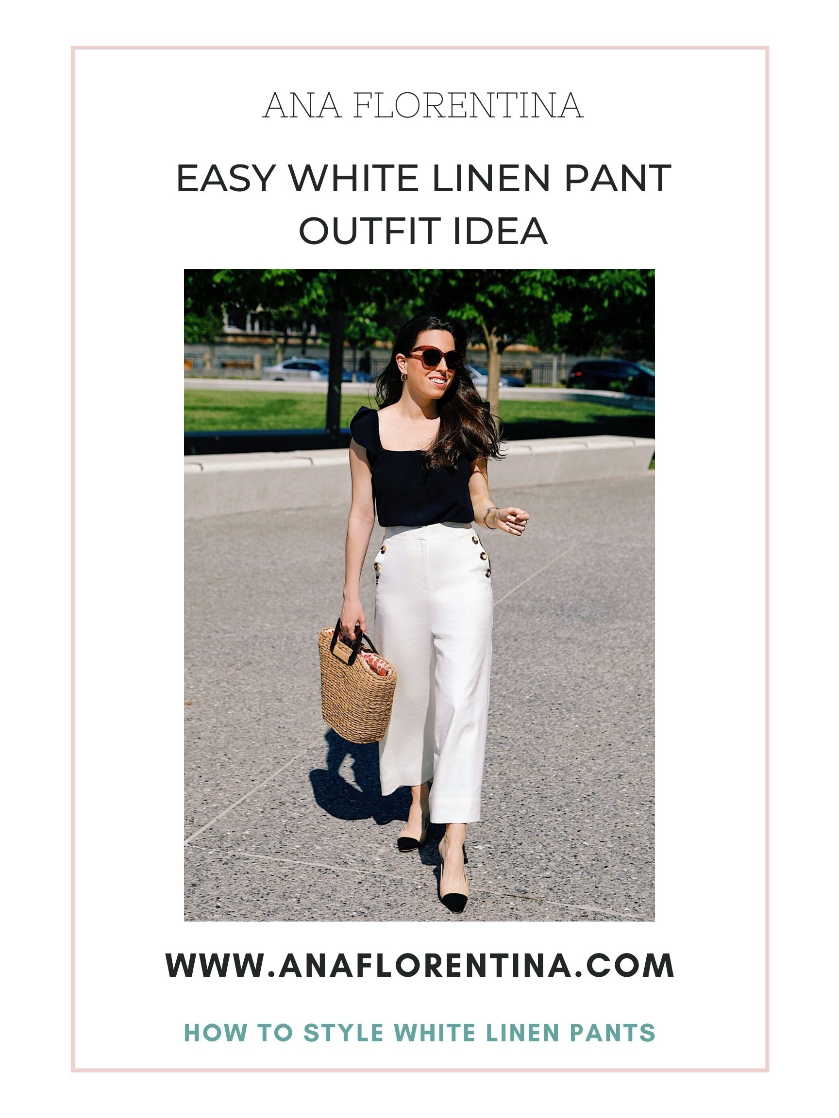 White Linen Pant for Summer - Ana Florentina